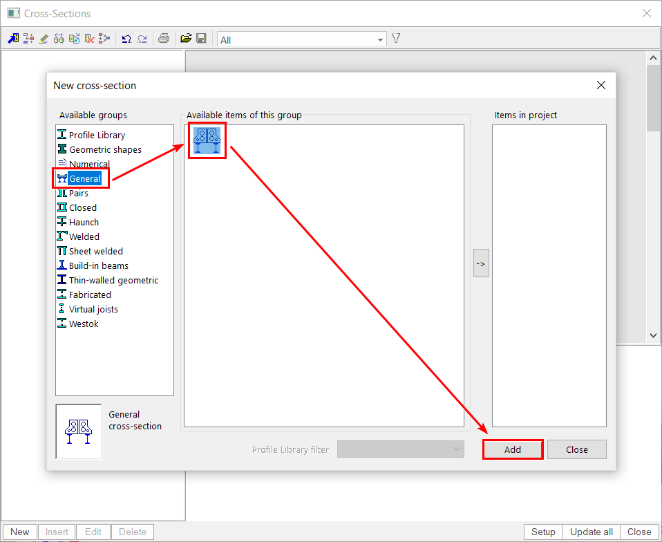 Import a thin-walled cross-section from a dwg or dxf file