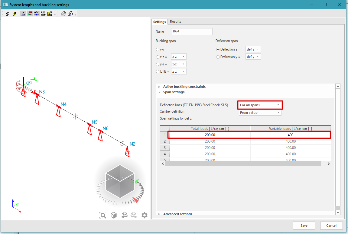 Deflection limits & Unity Checks