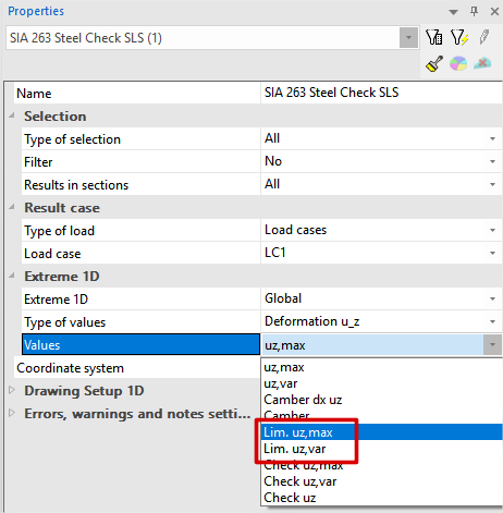 Deflection limits & Unity Checks