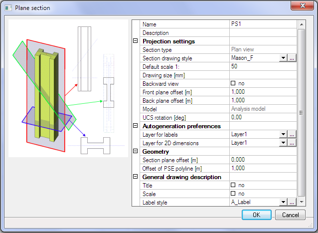 Plane section entity